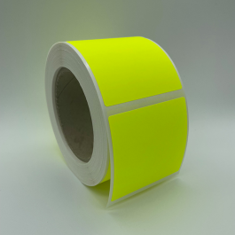 Yellow Fluorescent Labels on Rolls 75mm x 75mm